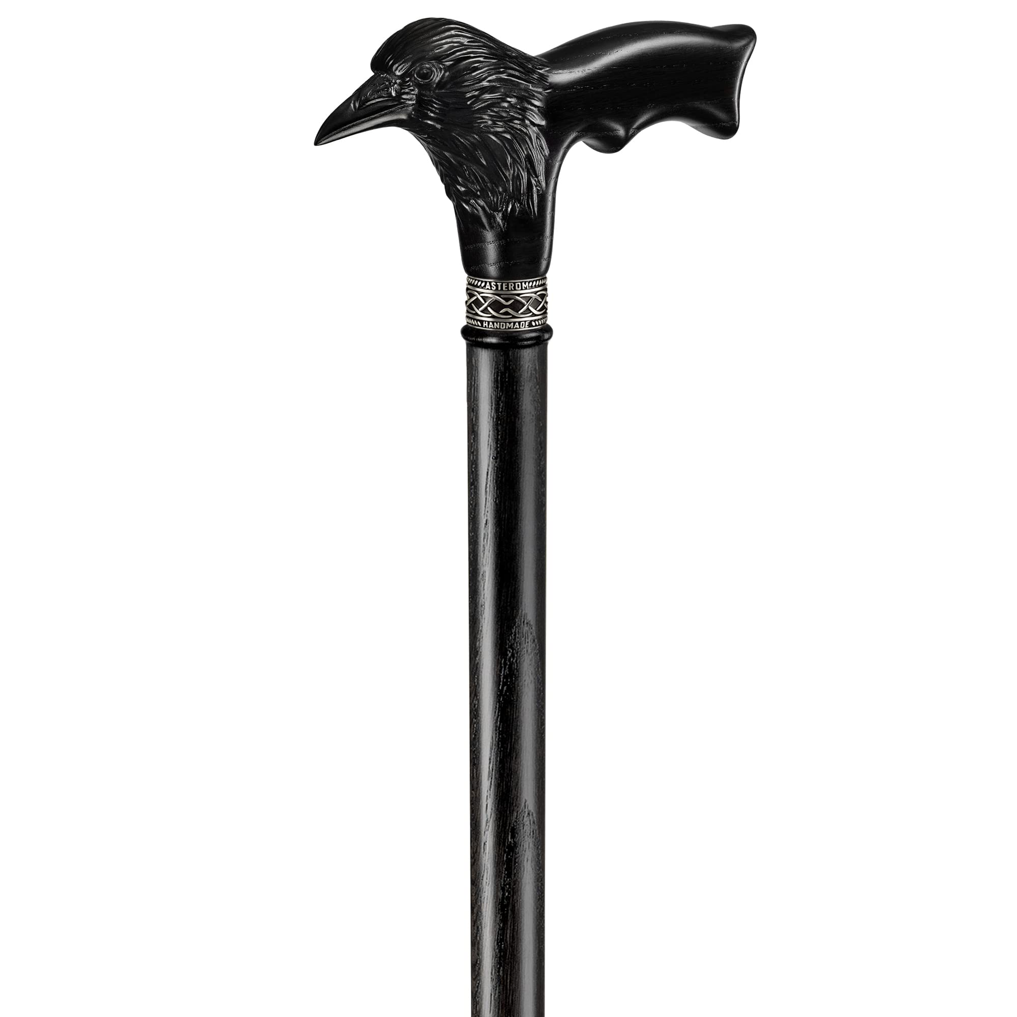 Asterom Handmade Wooden Carved Walking Cane for Men and Women - Raven ...