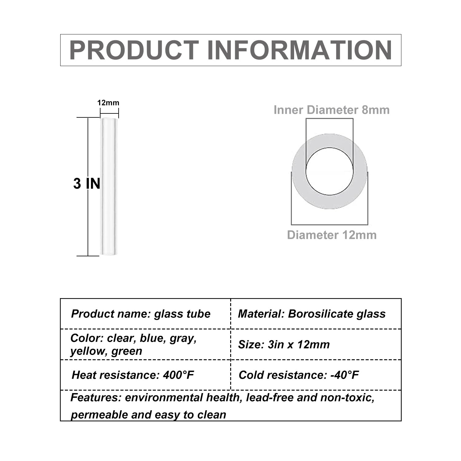 Snapklik.com : 3 Inch Long 10 Piece Premium Glass Tubes OD 12 Mm ...