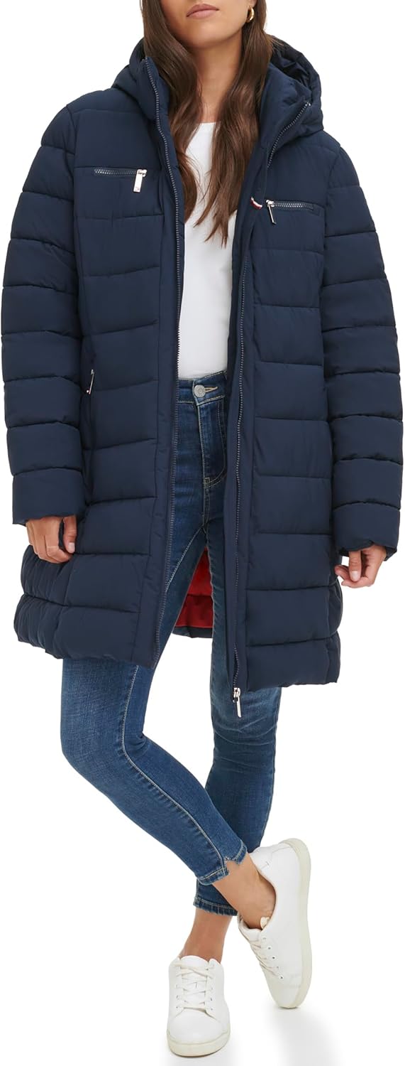Chaqueta larga TOMMY HILFIGER para mujer, con capucha, acolchada y sin ...