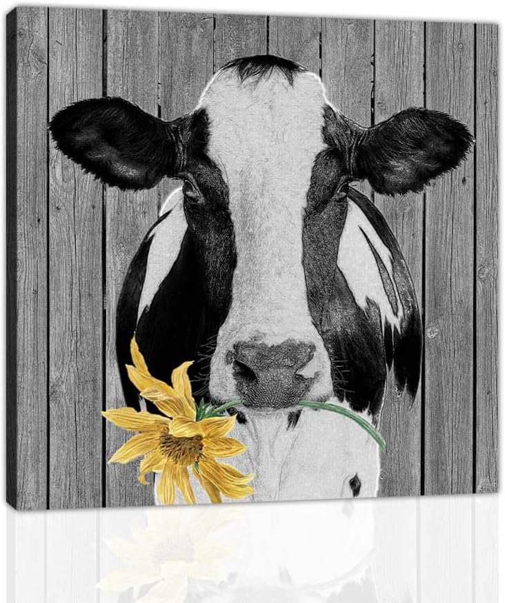 Amazon.com: NTEUMM Holstein Cow Canvas Wall Art Decor Black and White ...