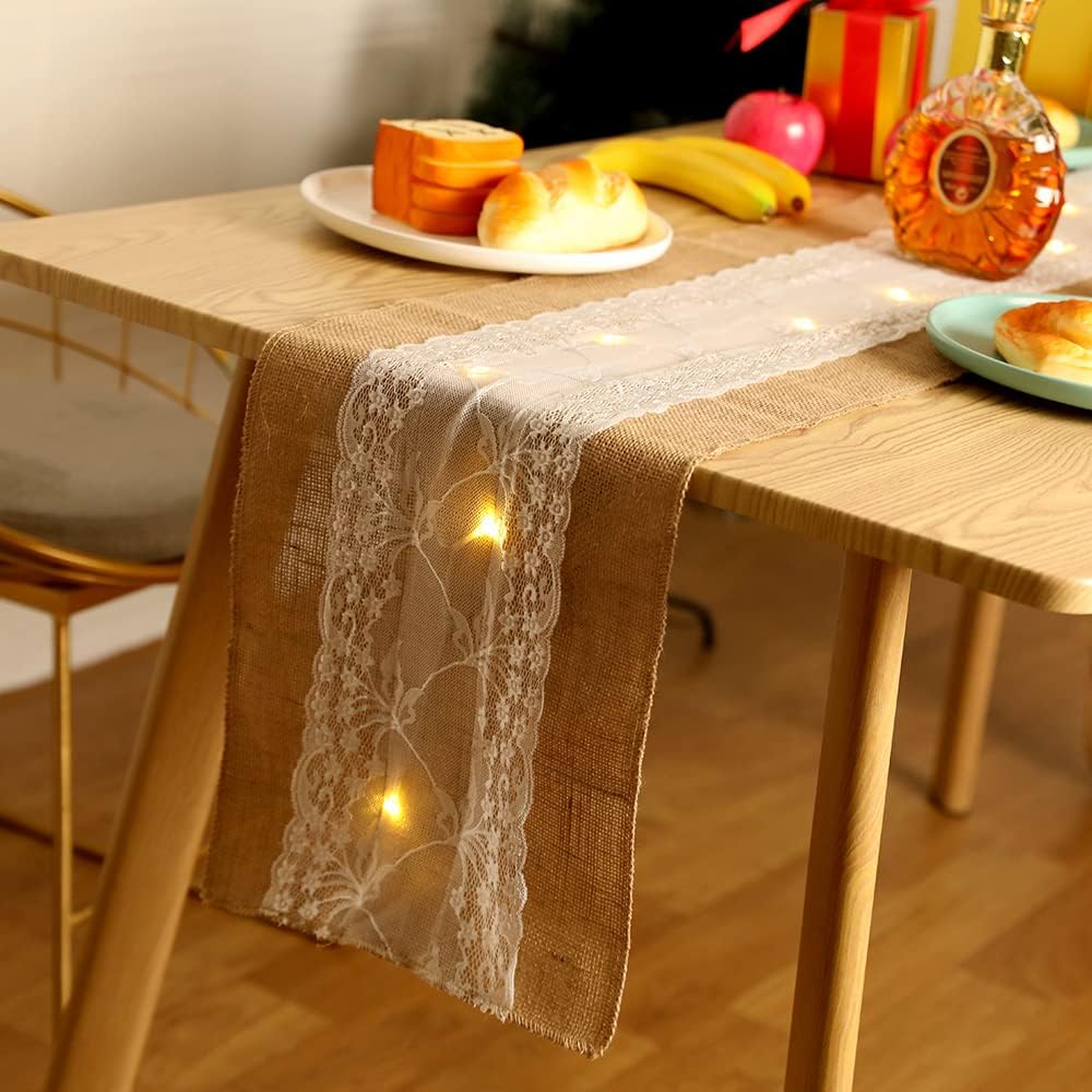 Amazon.com: Xinnun 6 Pieces 12 x 108 Inches Burlap Table Runner with ...