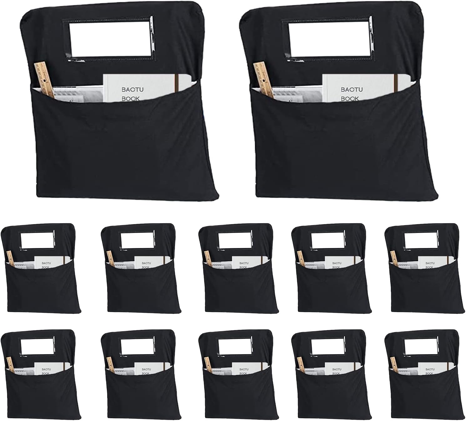 Amazon.com: Merkaunis 12 Pcs Black Chairback Buddy Pocket 16×20 Inch ...