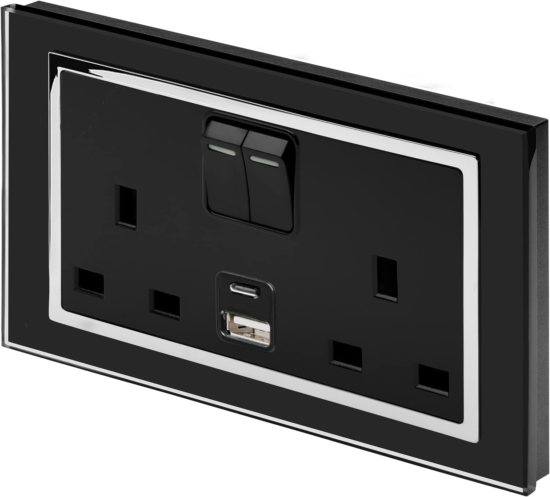 RETROTOUCH RMS22-B Crystal Double Light Switch, Black CHOME Trim, 2-Way ...