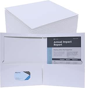 Amazon.com : Two-Pocket Folders White Glossy Laminated Paper Folder ...