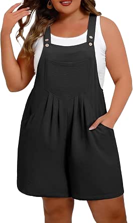 Amazon.com: BASQDOV Plus Size Overalls for Women Short Rompers ...