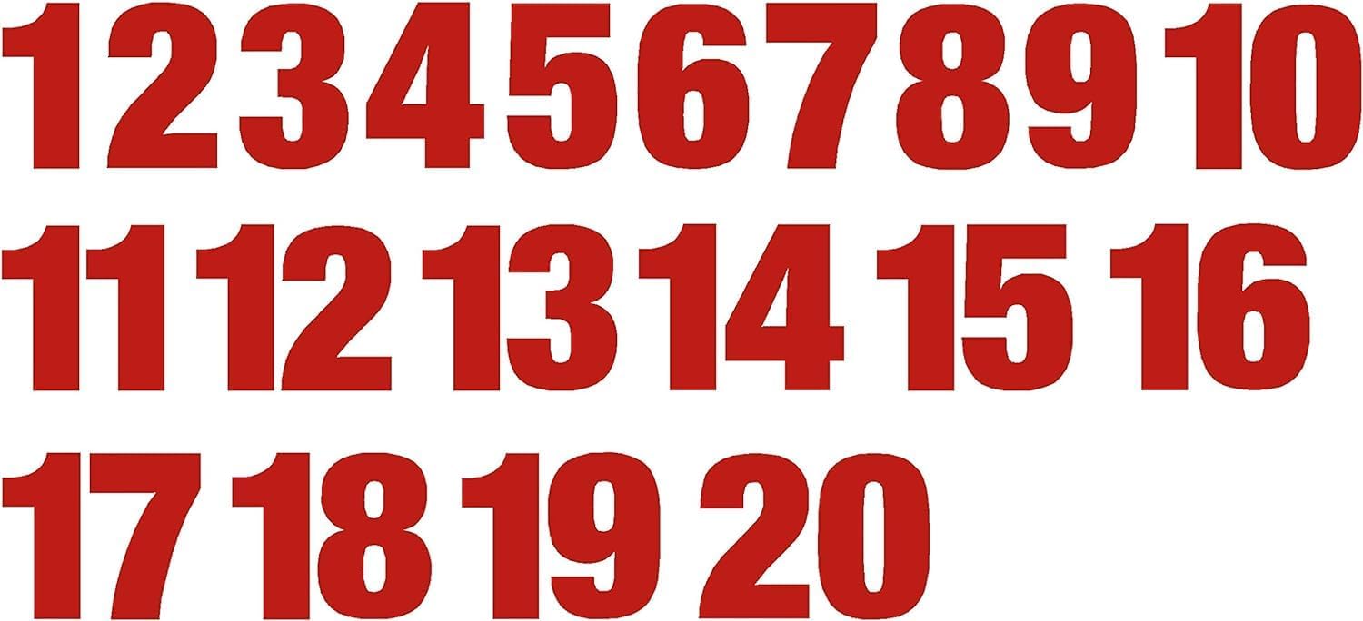 Amazon.com: Reflective Red Vinyl Numbers Stickers 1-20 (1 of Each ...