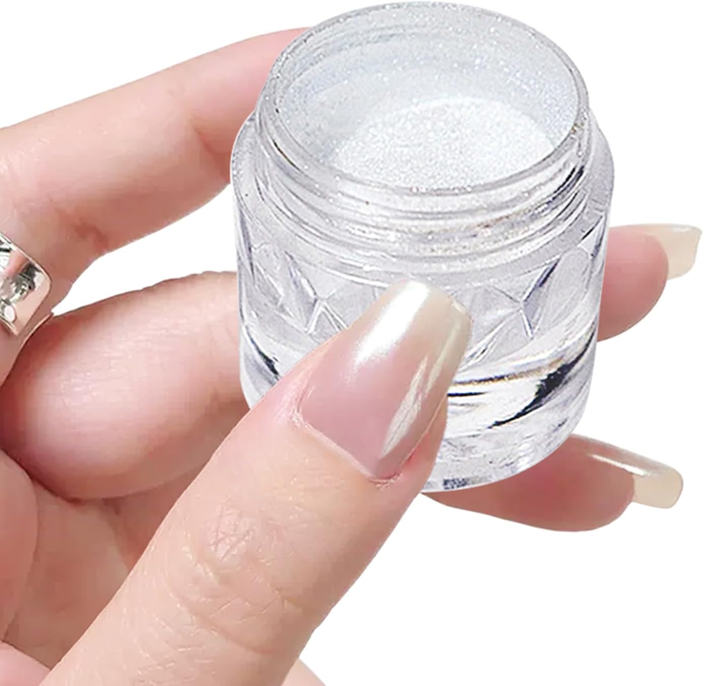 Amazon.com: Fokostar White Chrome Nail Powder Super Glossy Clear Mirror ...
