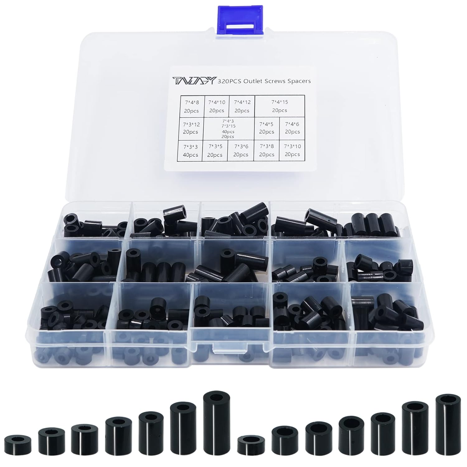 Tandagy Electrical Outlet Screws Spacers ID 3+4MM OD 7MM Black Rubber ...