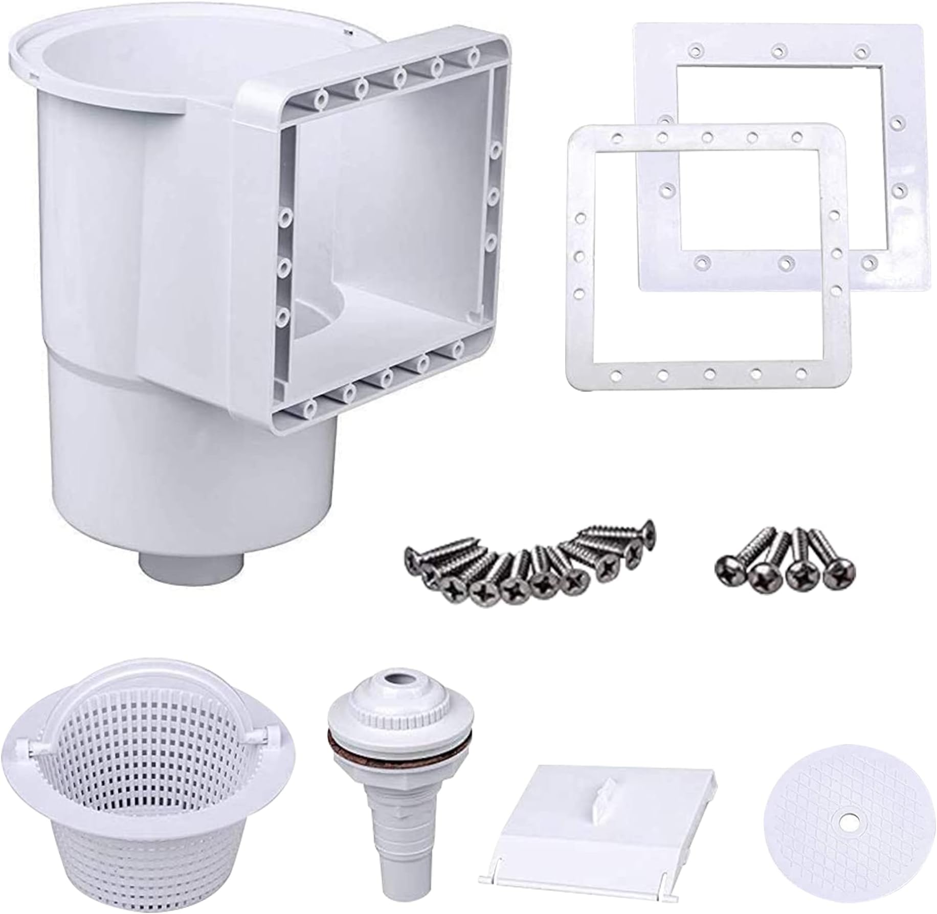 Skimmer Pool Set in Weiß, Einbauskimmer inkl. Einlaufdüse & weiterem Zubehör, Komplettset für ...