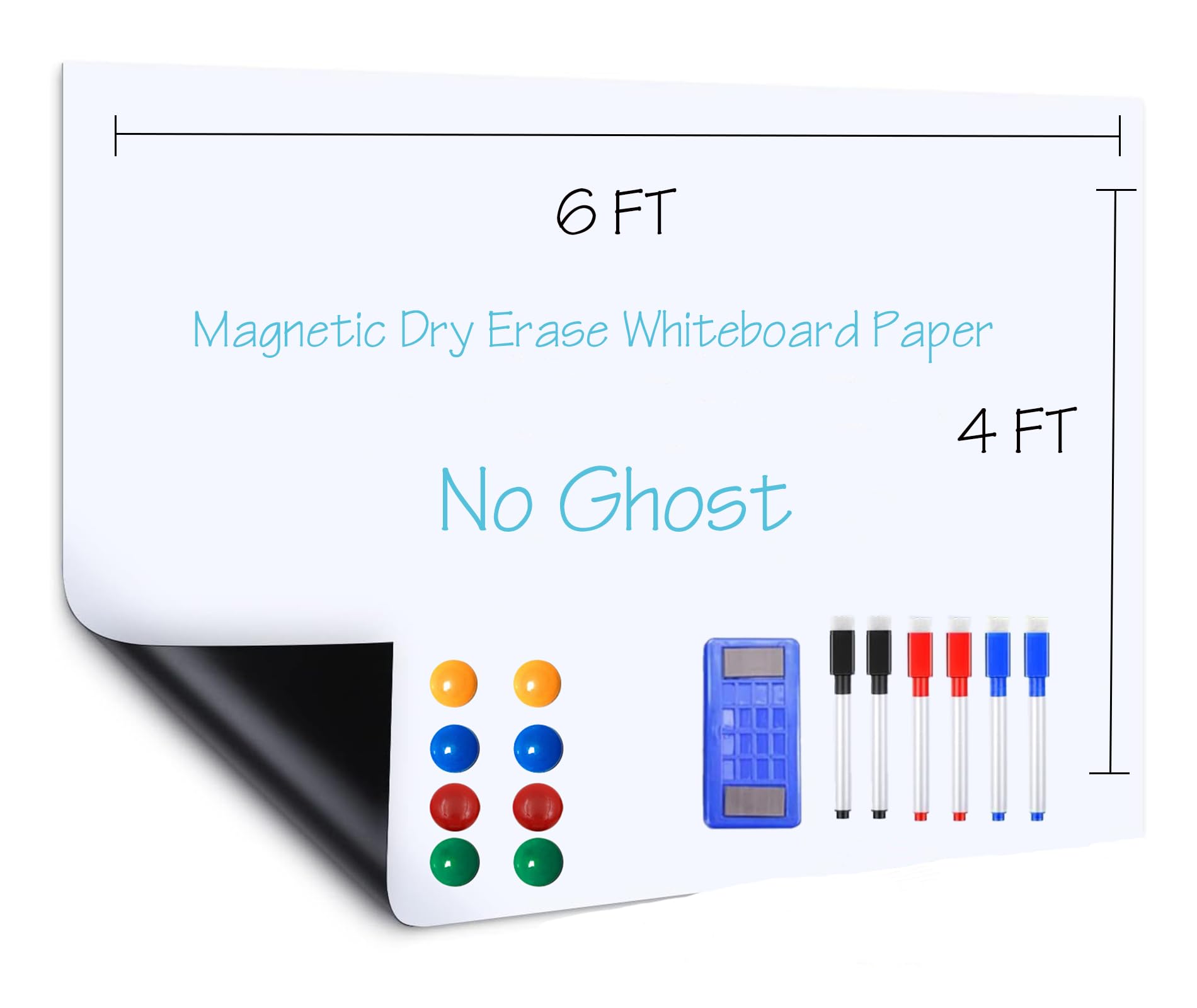 Amazon.com : Takor Magnetic Whiteboard Paper, 48" x 71" Dry Erase Sheet ...