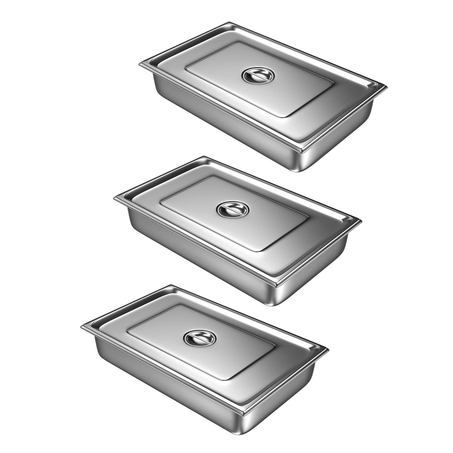 Amazon.com: WantJoin Full Size Steam Table Pans with Lid, 3 Pack 4 Inch ...