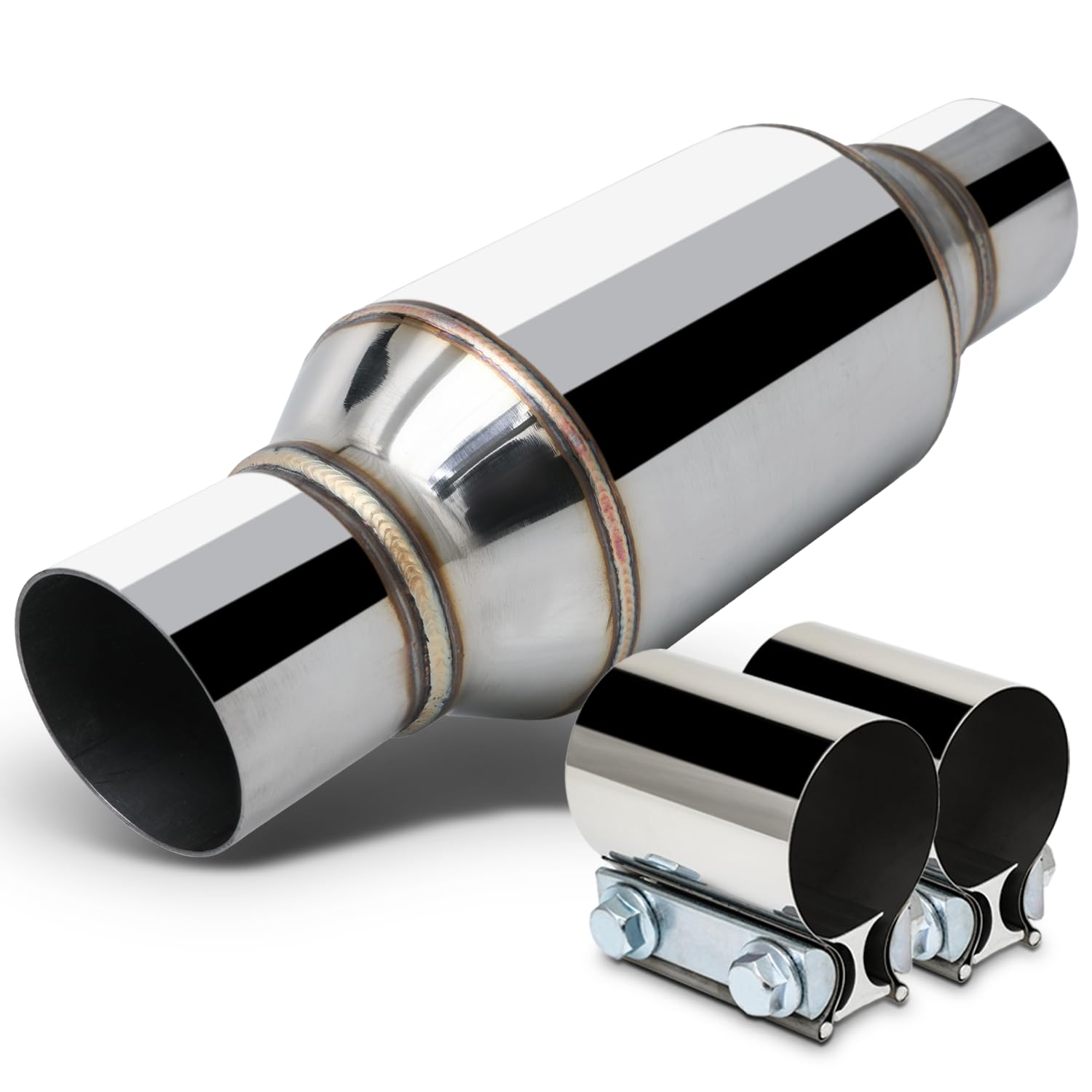 Amazon.com: M-AUTO Universal Chrome Welded Muffler, 12" Overall Length ...