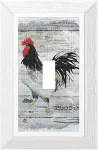 Rooster Chicken Light Switch Cover Single Toggle Wall Plate Wood Grain ...