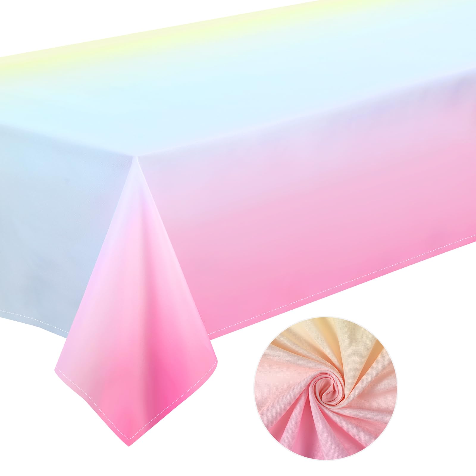 Amazon.com: Riakrum Pastel Rainbow Tablecloth Rainbow Washable ...
