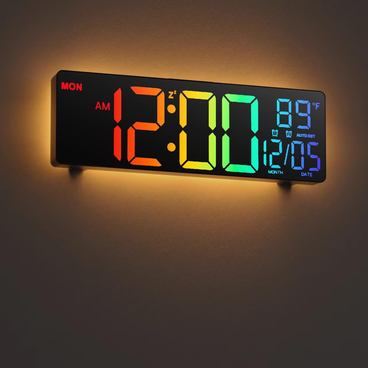 KOSUMOSU Digital Wall Clock 15" 3D LED Wall Clock Light Alarm Clock for ...
