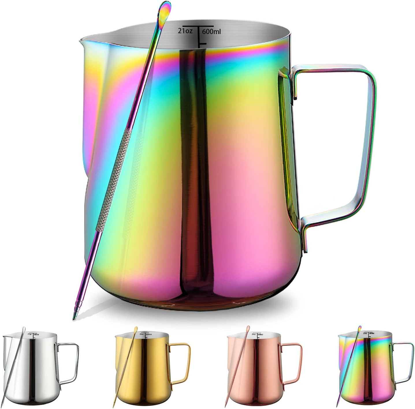 Amazon.com: Milk Frothing Pitcher 21oz - 620ml, Kyraton Stainless Steel ...