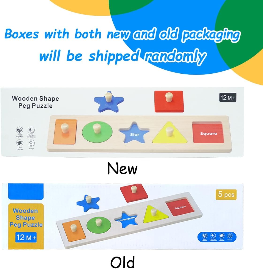 Wooden Shape Peg Puzzles for Toddlers 1-3 Year Old Preschool Wooden ...