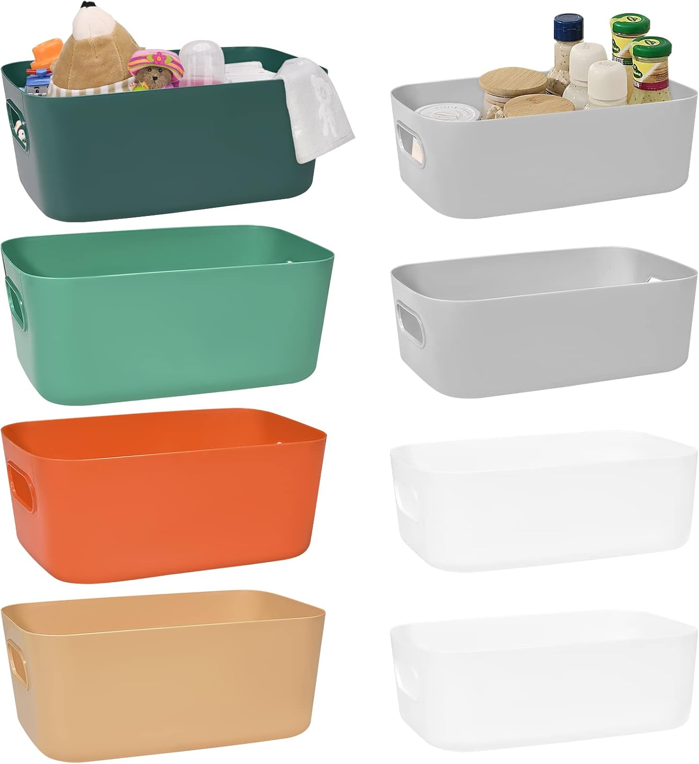 8 Pcs Plastic Storage Boxes For Shelves Kitchen Storage Baskets ...