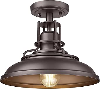 FEMILA 1-Light Semi Flush Mount Light Fixture, 12" Farmhouse Outdoor ...