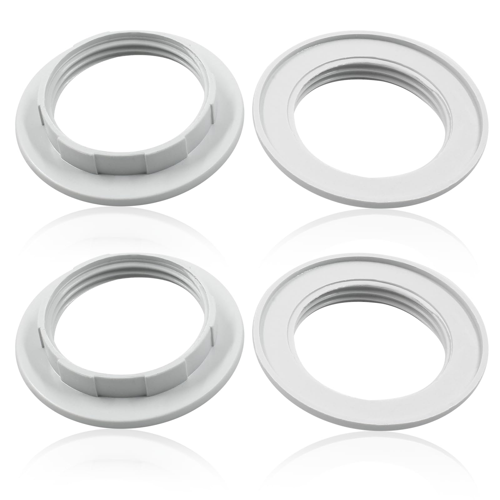 Litoexpe 4 Pack E27 Lamp Shade Collar Rings, White Light Socket Ring ...