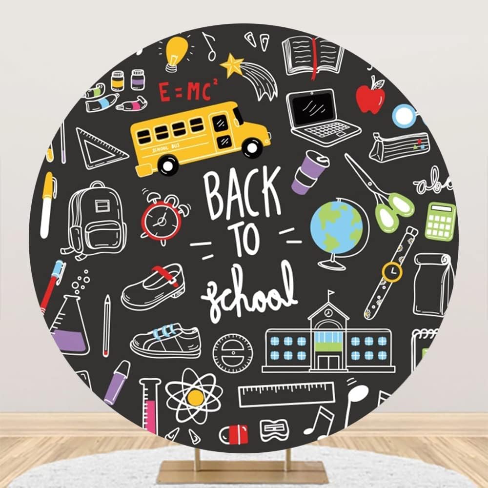Amazon.com : Laeacco 3x3ft Back to School Round Backdrop Drawing ...