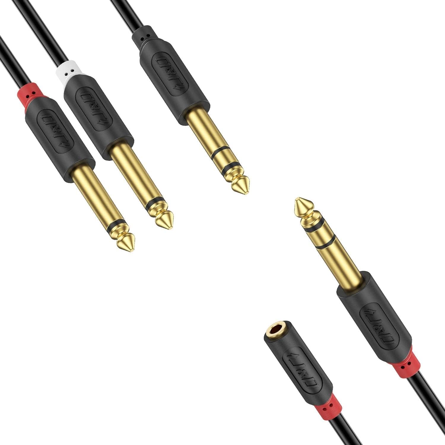 Amazon.com: J&D 1/4 inch TRS Stereo Cable Bundle, Gold Plated 1/4 inch ...