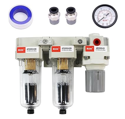 RIH Pneumatics 1/4'' NPT Auto Drain Compressed Air Double Filter ...