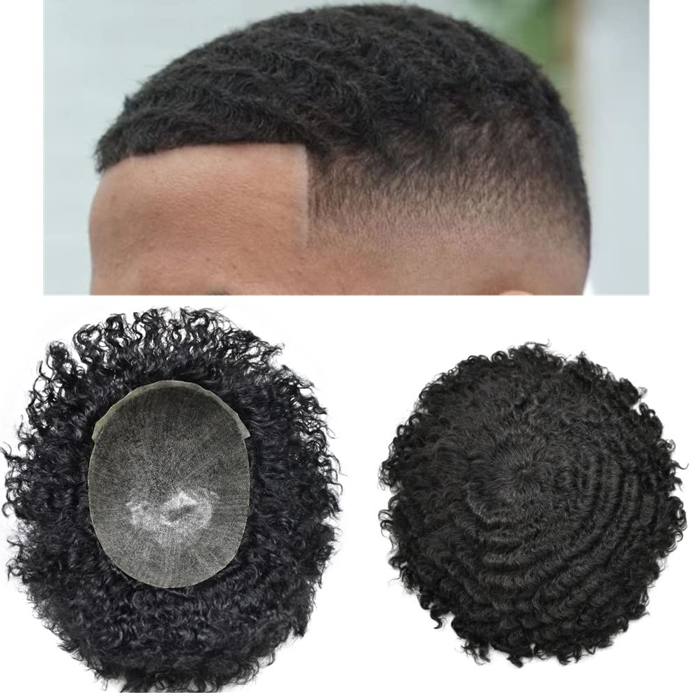 Amazon.com : Afro Kinky Curly Toupee For Black Men African American ...