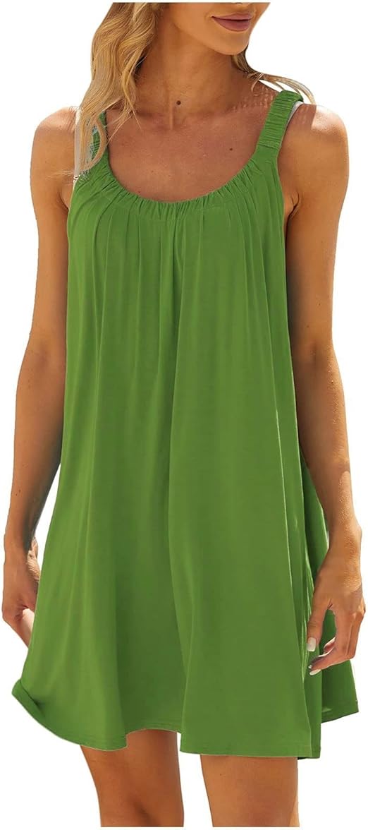 Casual Beach Sling Mini Dress Sun Dresses for Women Summer Loose ...