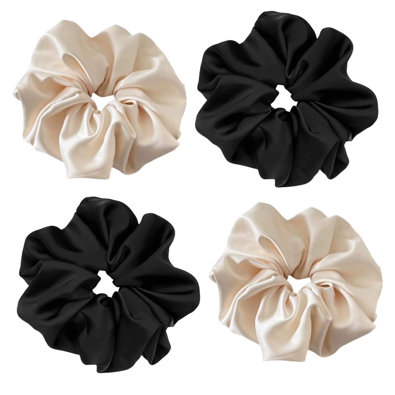 Amazon.com : 4 Pieces Jumbo Satin Silk Scrunchies for Women 7.2 Inches ...