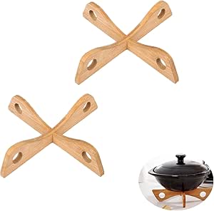 UtySty 2 Pack Wok Pan Base Stand Support Rack Bamboo Holder Reversible ...