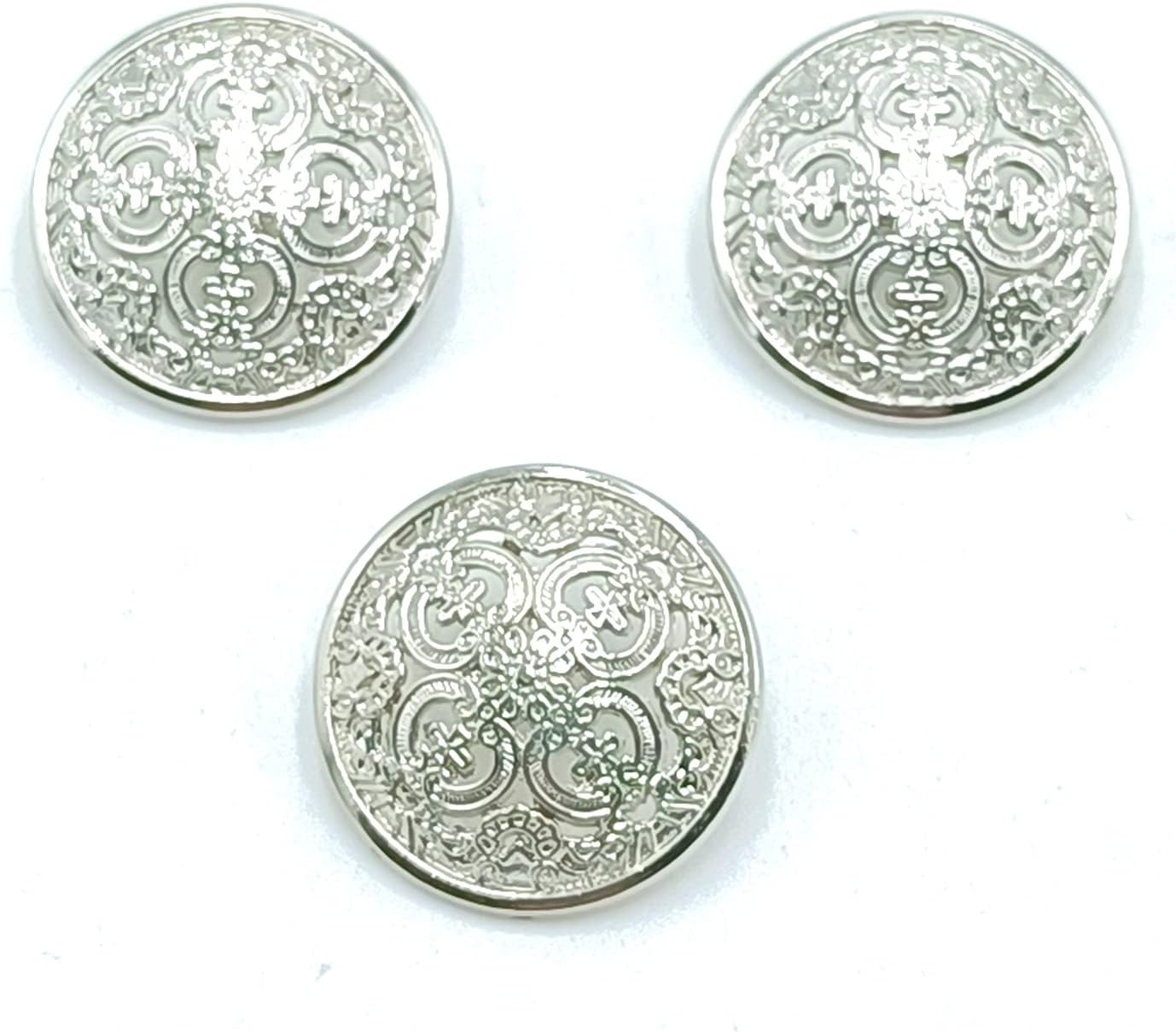 Amazon.com: 24pcs Buttons Antique Silver Color Round Shape Flower ...