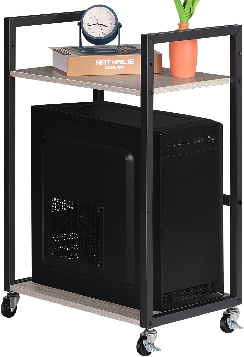 Amazon.com : 2 Tier Computer Tower Stand, Grey CPU Holder Stand Cart ...