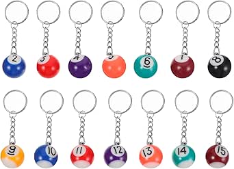 Amazon.com: Sosoport 16Pcs Billiard Ball Keychains, Billiard Key Chains ...