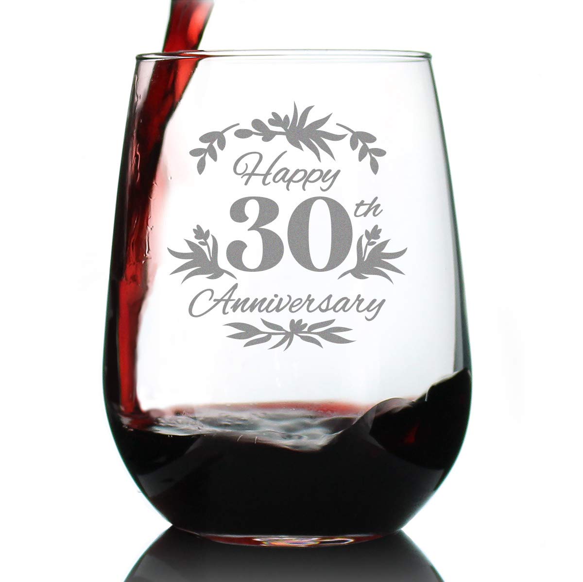 Amazon.com: Happy 30th Anniversary - Stemless Wine Glass Gifts for ...