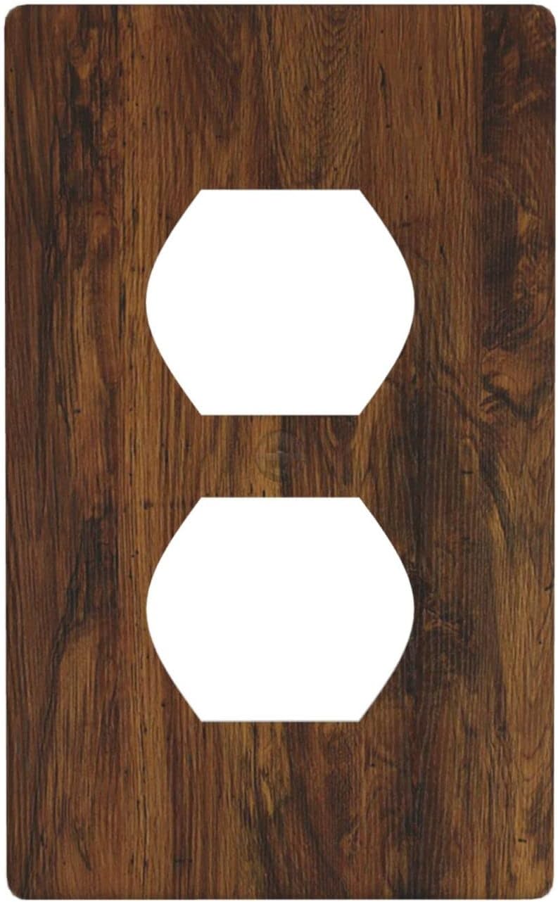 Brown Vintage Rustic Wood Texrure Single Duplex Outlet Covers Wall ...