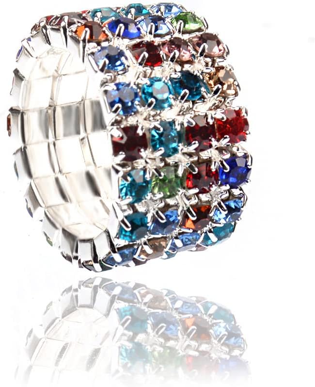 Amazon.com: ZNDIJE Sparkling Rhinestone Ring Set Trendy Elastic ...