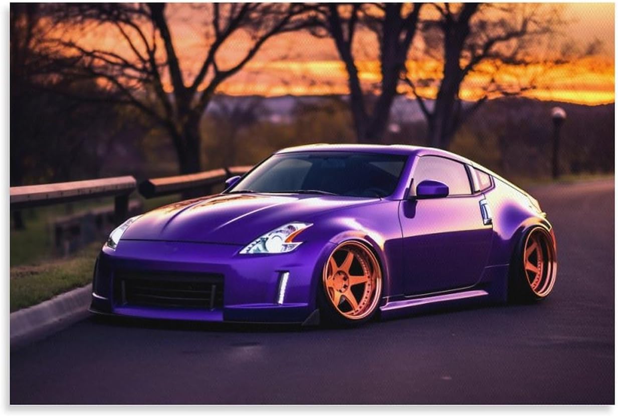 Amazon.com: Purple Jdm Car Racing Sunset 370z Poster Canvas Wall Art Posters & Prints Hanging ...