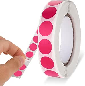 1000 Pcs 13mm Circle Dot Stickers Fluorescent Pink Round Stickers ...