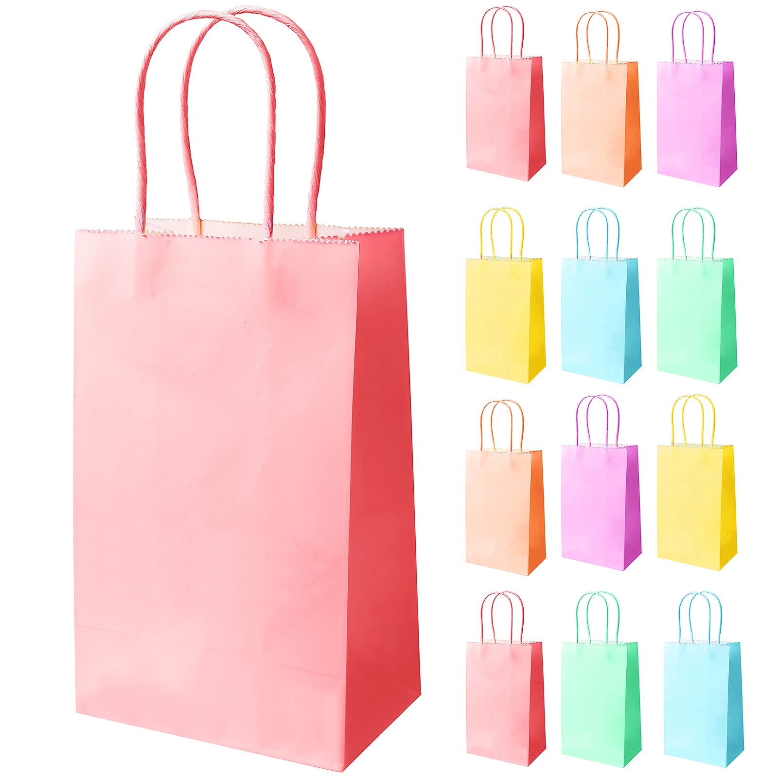 12 Pcs Pastel Party Bags Coloured Paper Bags Girls Party Bags with ...