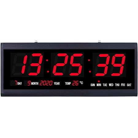 Amazon.com: HITO 14.2” Large Oversized LED Wall Clock Seconds Date Day ...