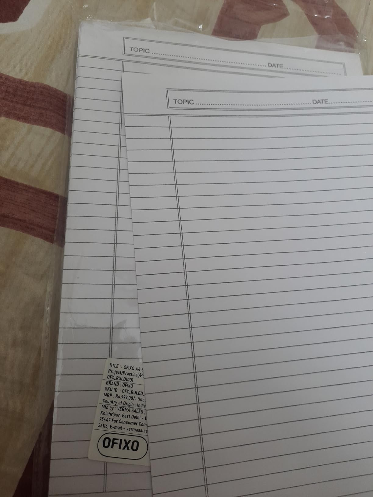 OFIXO A4 Size Both Side Ruled Sheet for Project/Practical/Homework ...