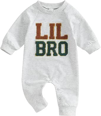 Amazon.com: Chloefairy Little Brother Newborn Outfit Baby Boy Jumpsuit ...