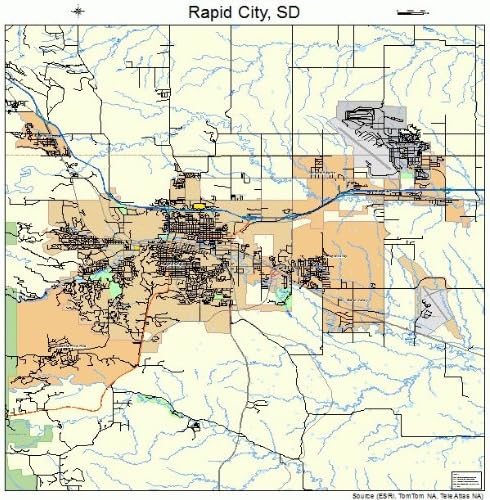 Amazon.com: Large Street & Road Map of Rapid City, South Dakota SD ...