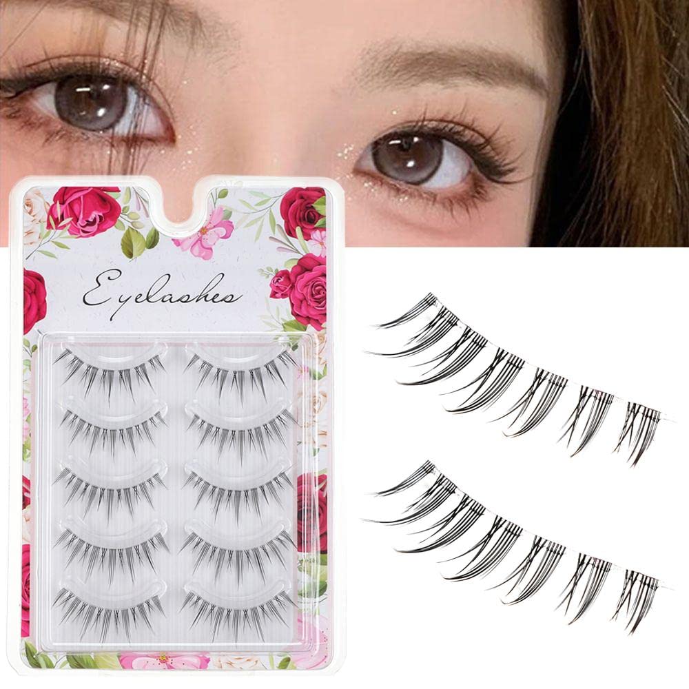 Amazon.com: 5 Pairs Manga Lashes, Natural Look Lashes Clear Band Asian ...