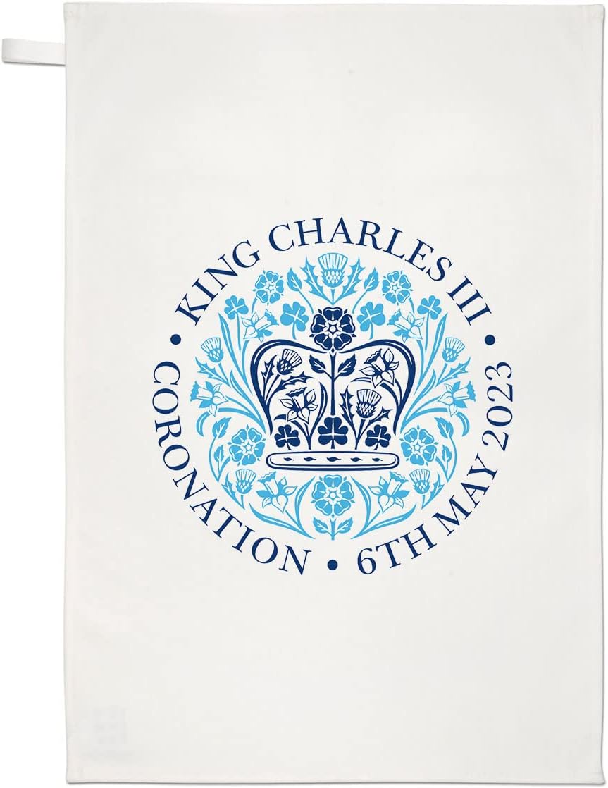 Coronation Emblem Light Blue King Charles III Tea Towel Dish Cloth King ...