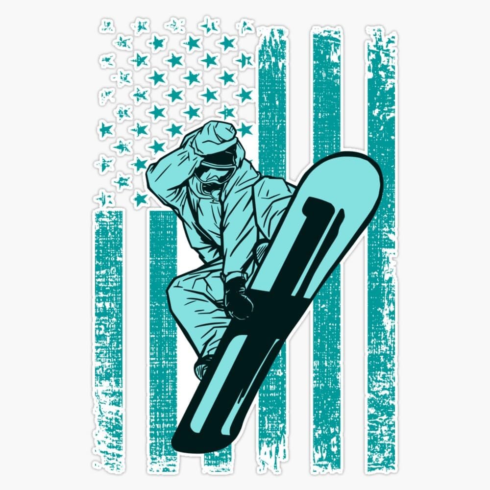 Amazon.com - Snowboarding Skiing American Flag Snowbaord Sticker Vinyl ...