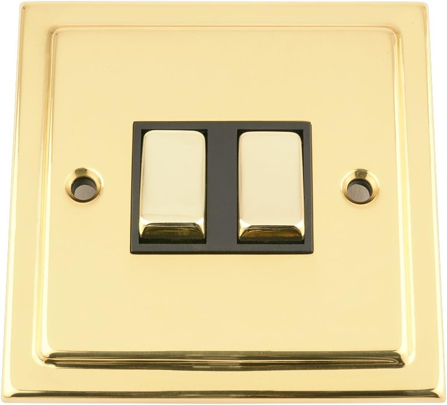 A5 Double Light Switch 2 Gang 2 Way 10A - Polished Brass Victorian ...