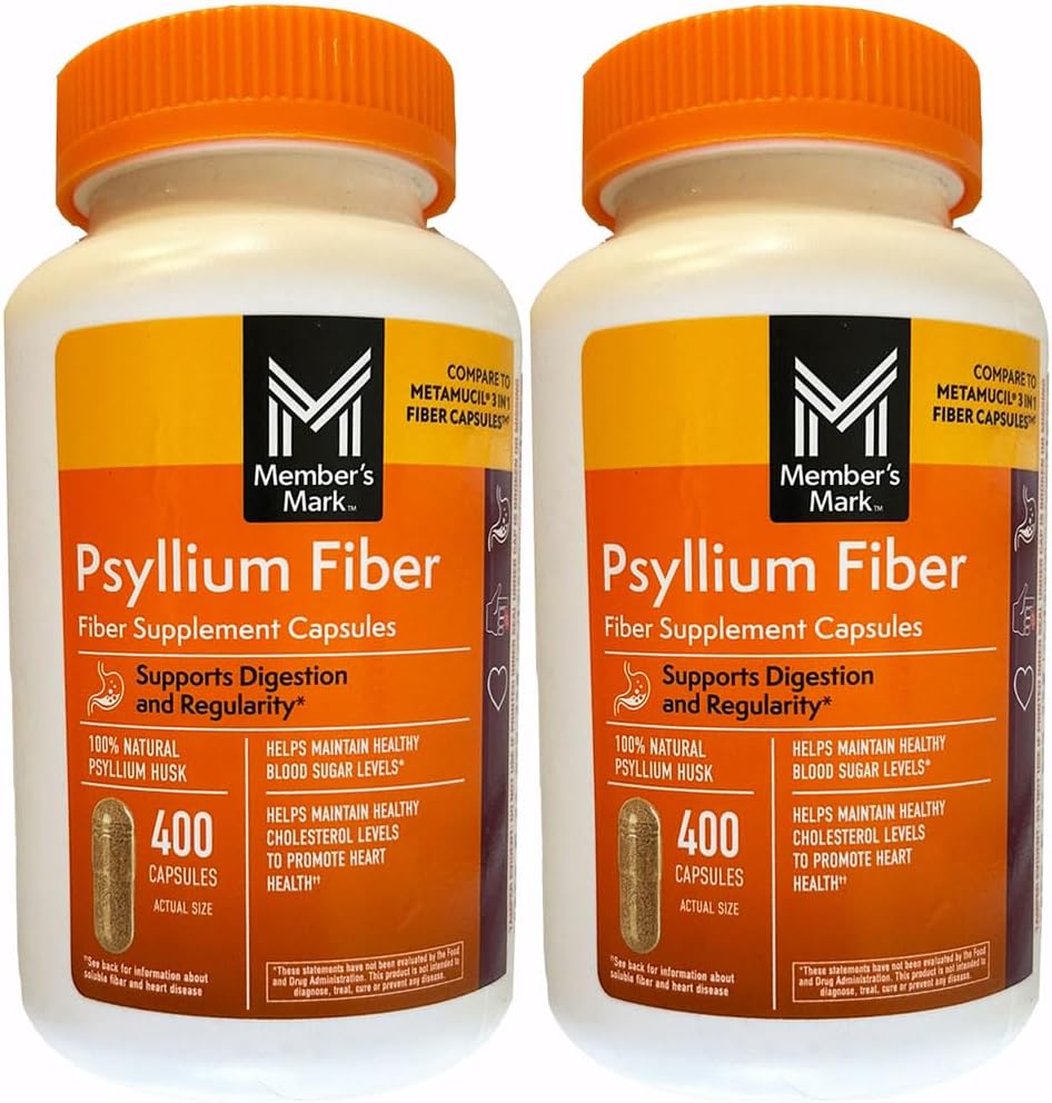 Member's Mark Fiber Capsules 2Pack (400 Count) Psyllium Husk is The #1 ...