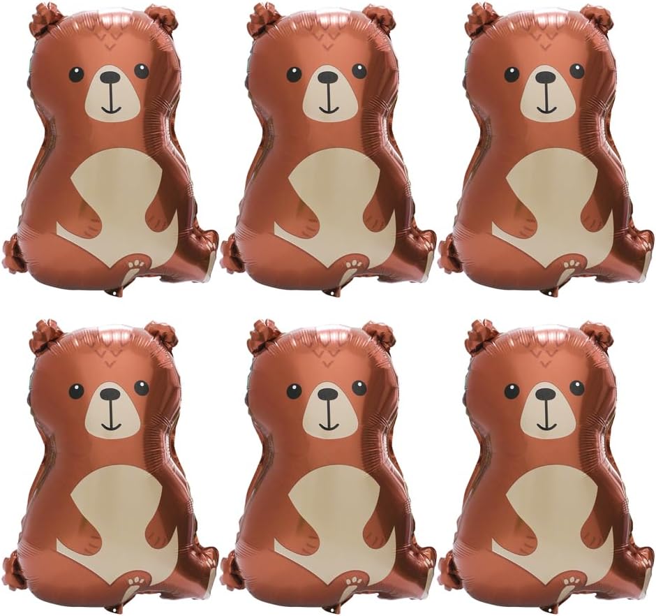 Amazon.com: Deermon Woodland Brown Bear Shaped Animal Party Balloons, 6 ...